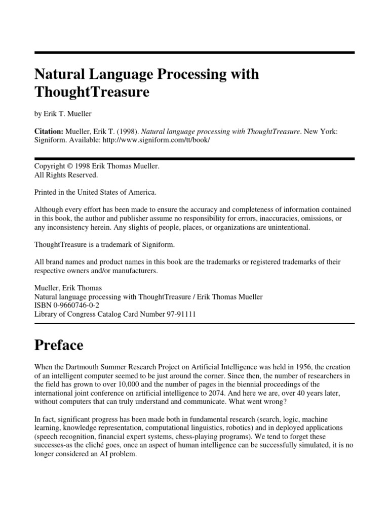 Natural Language Processing With ThoughTreasure | PDF | Foreign Language Studies