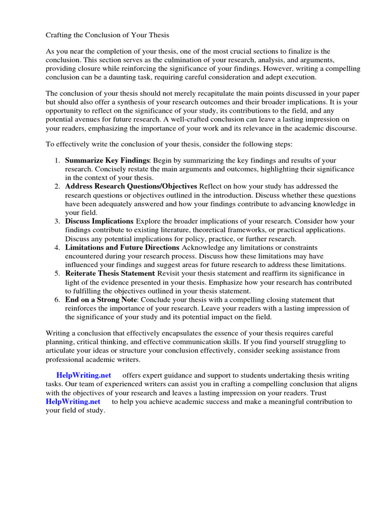 How To Write Conclusion of Thesis | PDF | Essays | Thesis
