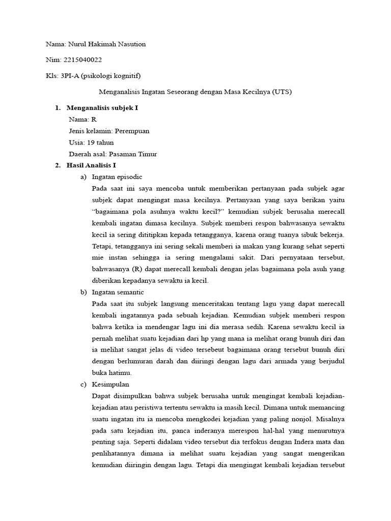 Tugas Kognitif | PDF | Seni & Disiplin Bahasa