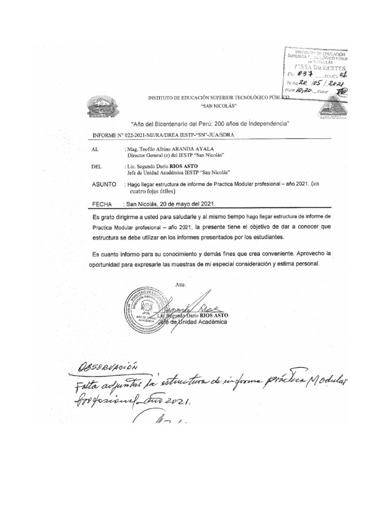 Esquema - Informe de Practica Modular - Año 2021 | PDF | Bibliografía