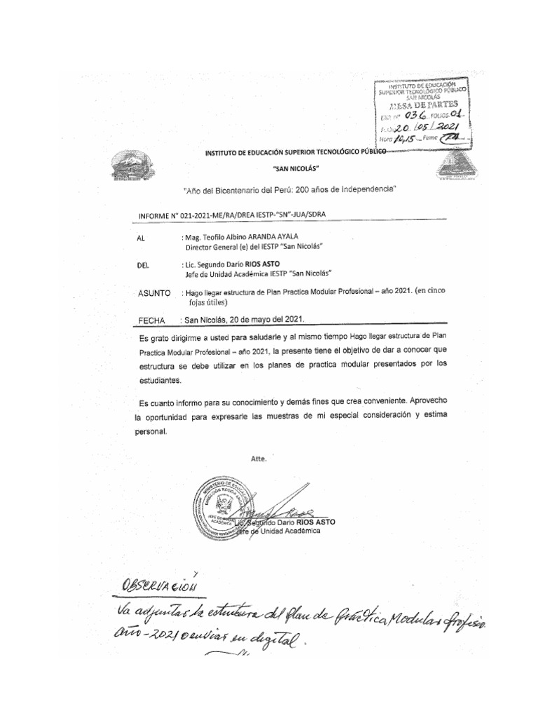 Plan de Practica Modular - Año 2021 | PDF