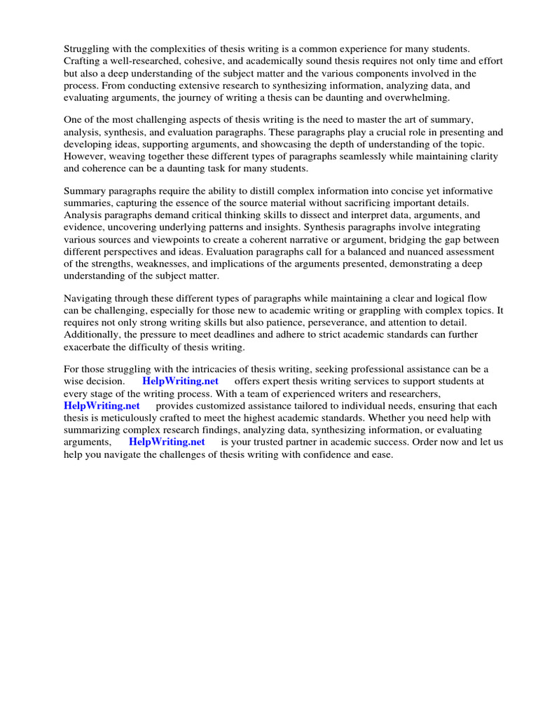 Summary Analysis Synthesis and Evaluation Paragraphs | PDF | Essays ...