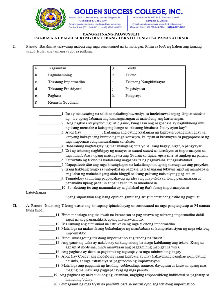 Online Pagbasa-Midterm | PDF