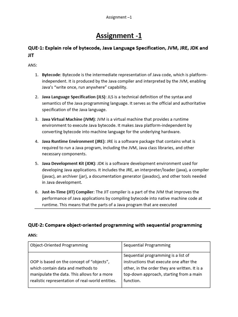 Oop Assignment 1 | PDF | Java Virtual Machine | Java (Programming Language)