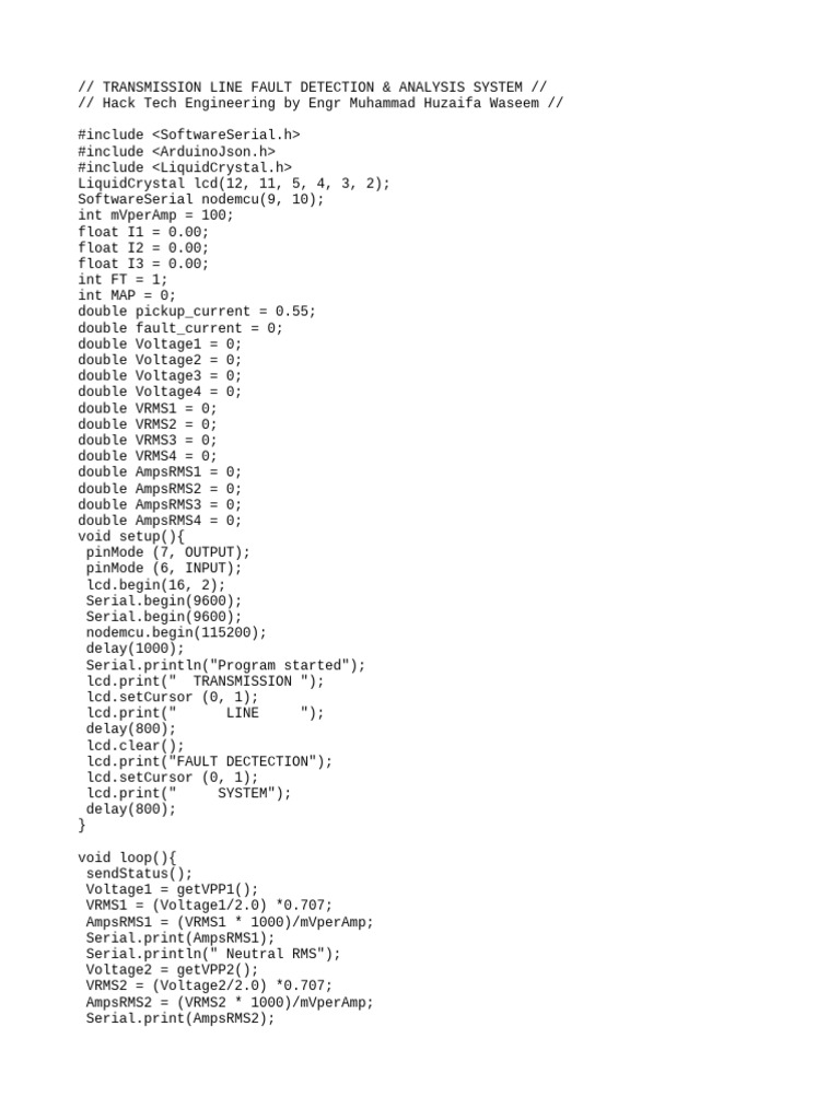 Complete Code For Transmission Line Fault | PDF | Electrical ...
