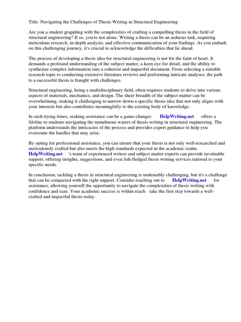 Thesis Ideas For Structural Engineering | PDF
