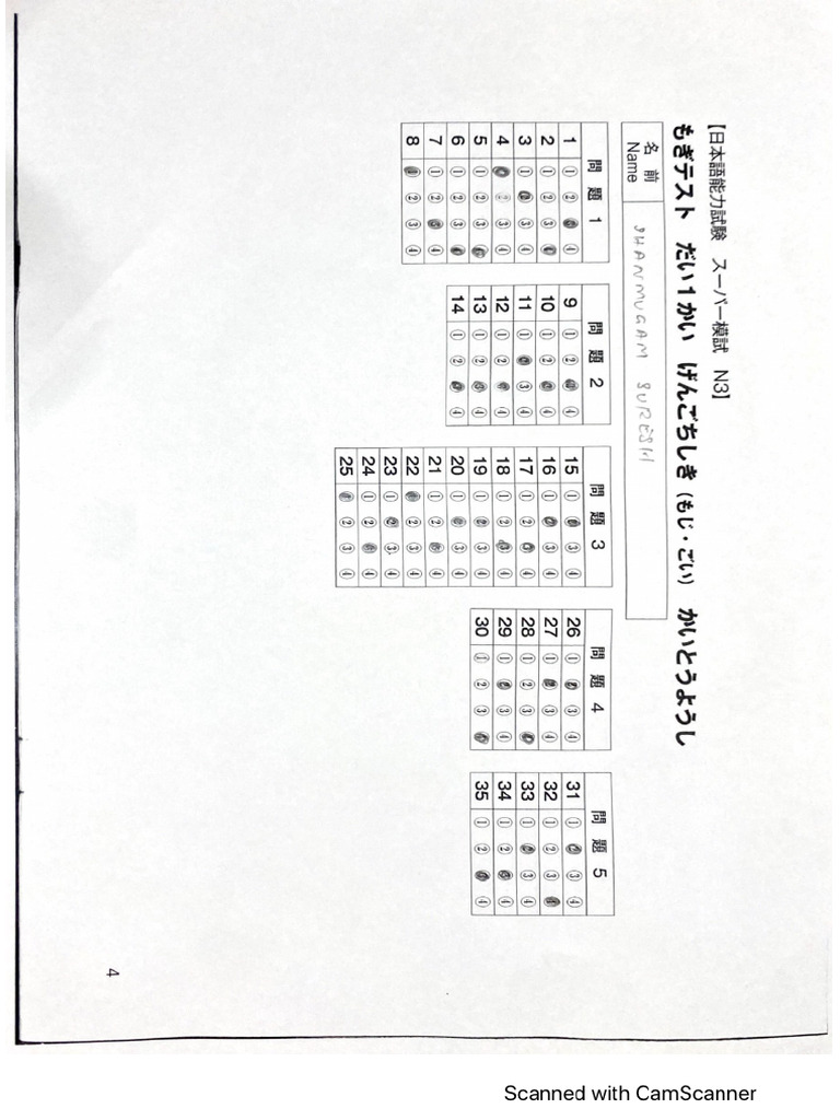 N3 Answer Sheet#1 | PDF