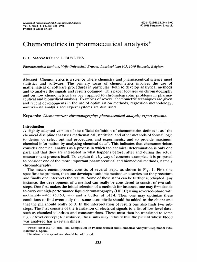 Chemometrics in pharmaceutical analysis | PDF | Chemometrics | Principal Component Analysis