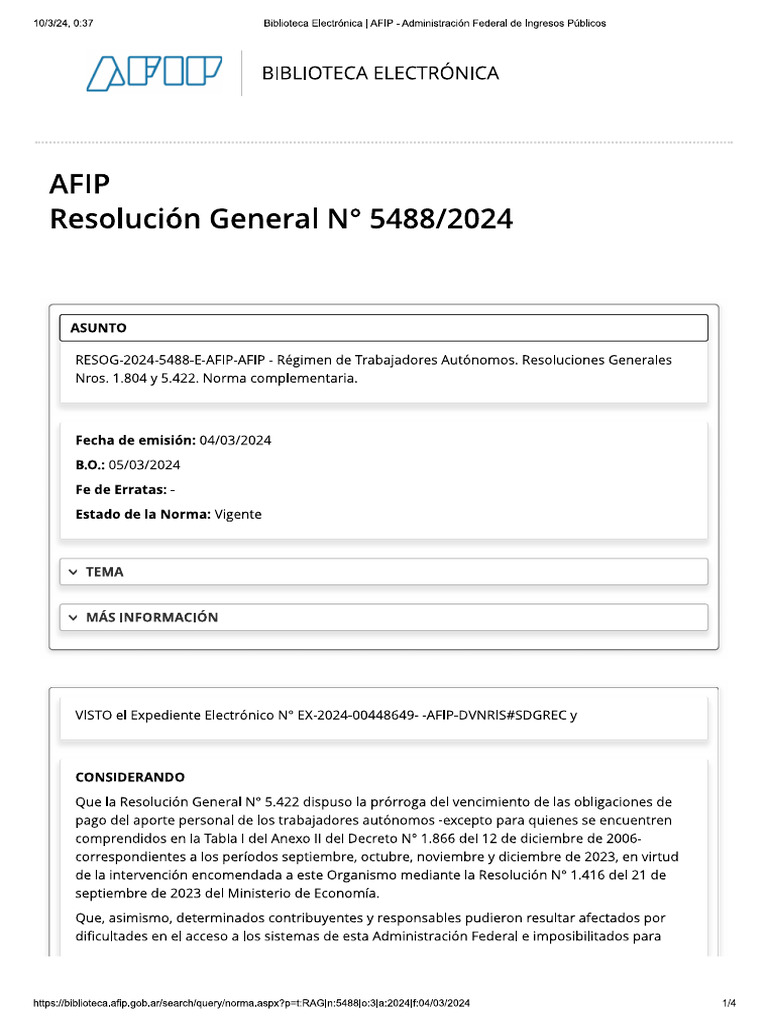 RG 5488-2024 AFIP Autonomos | PDF