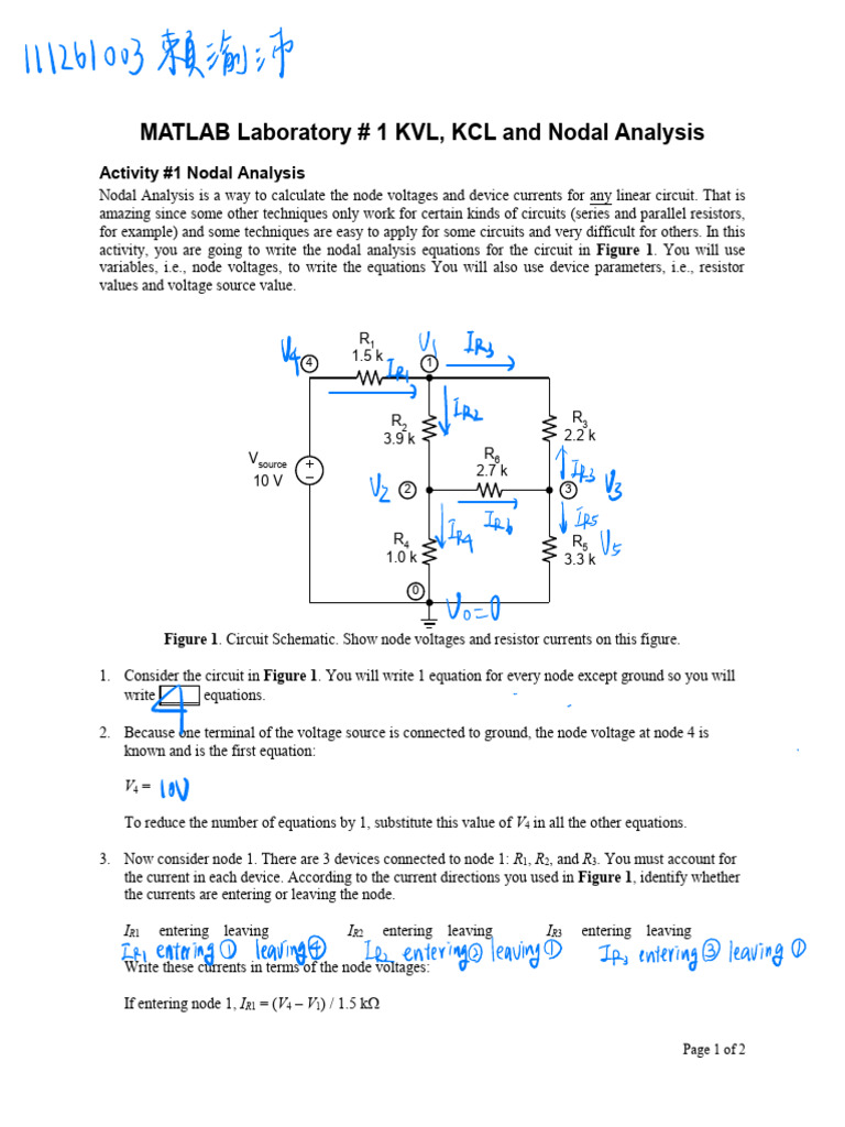 KVL, KCL, Nodal Analysis 111261003 | PDF | Electrical Network | Electronic Circuits