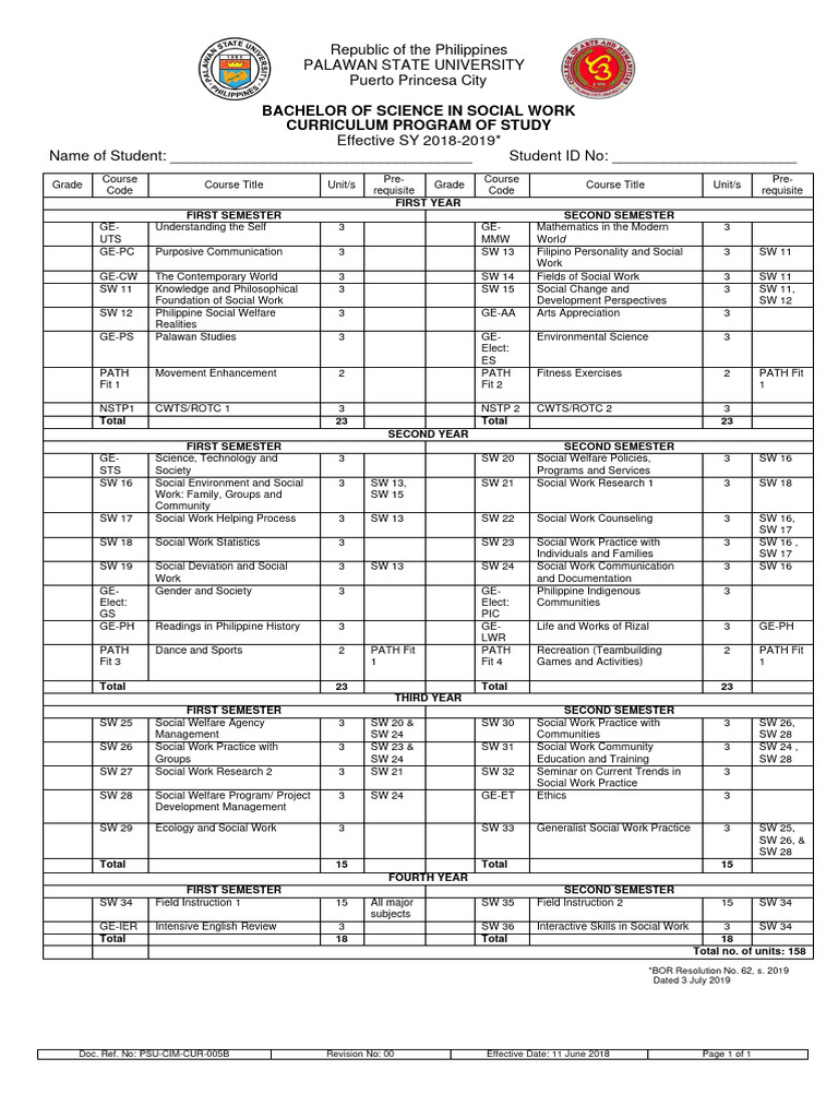 BS Social Work For Student New Version | PDF | Science