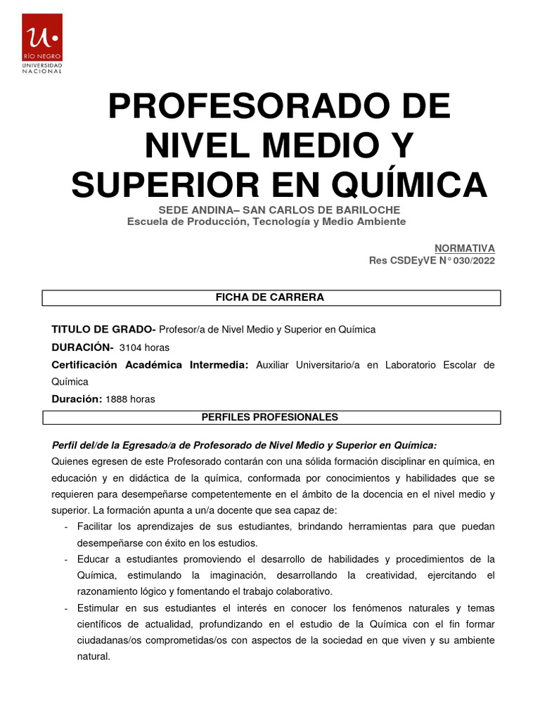 Plan de Estudio Pquim 2023 | PDF | Enseñando | Química