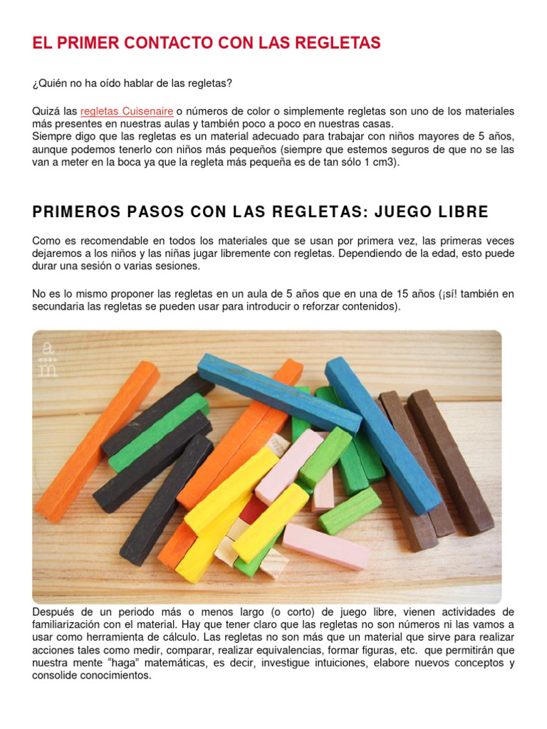 El Primer Contacto Con Las Regletas | PDF | Color