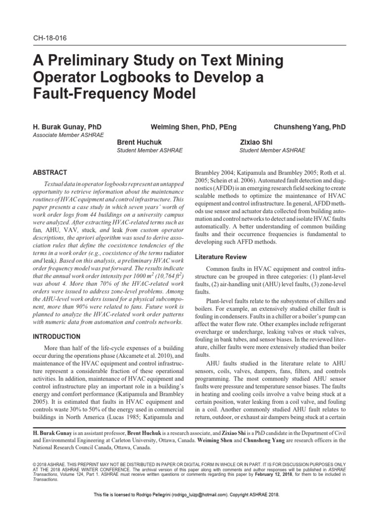 A Preliminary Study On Text Mining Operator Logbooks To Develop A Fault-Frequency Model | PDF ...