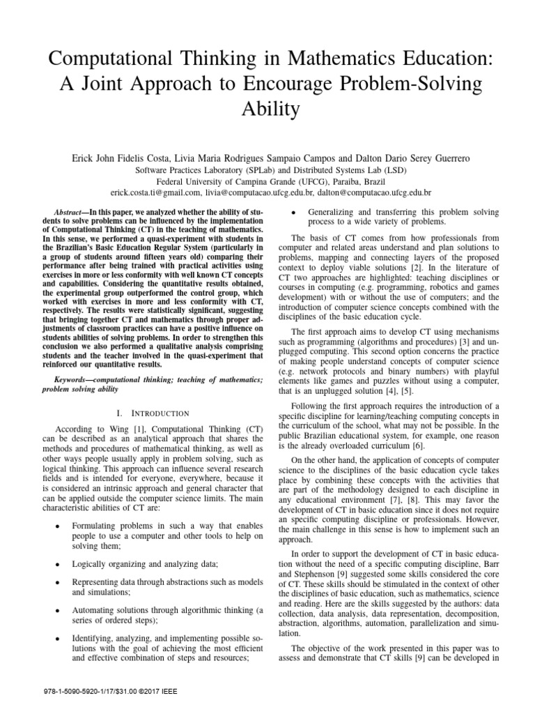 Computational Thinking Boosts Math Skills | PDF | Computers