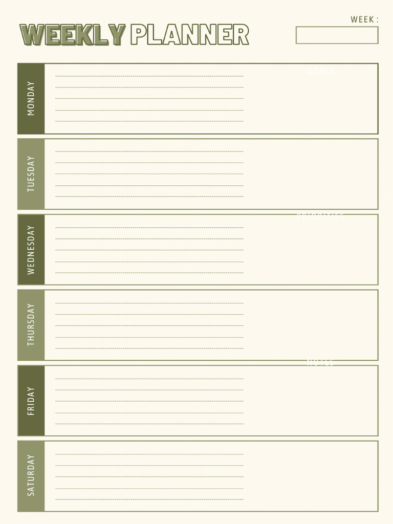 Green Peach Simple Modern Weekly Planner | PDF