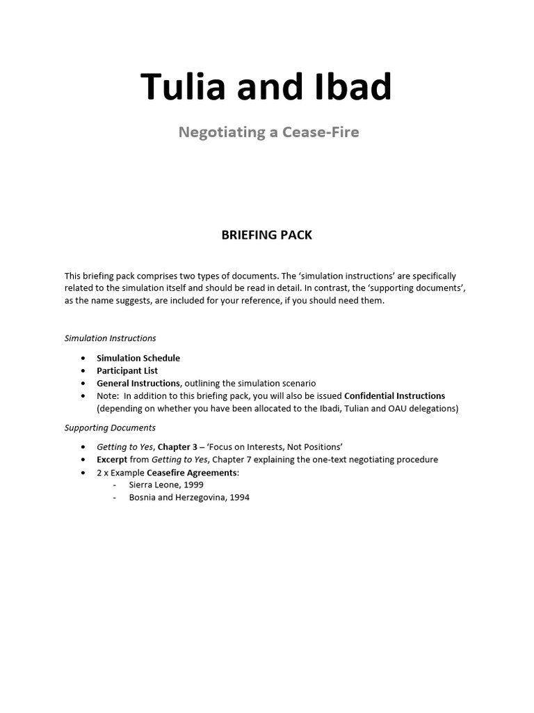 Briefing Pack - Contents, Schedule and Participant List (In-Person) | PDF