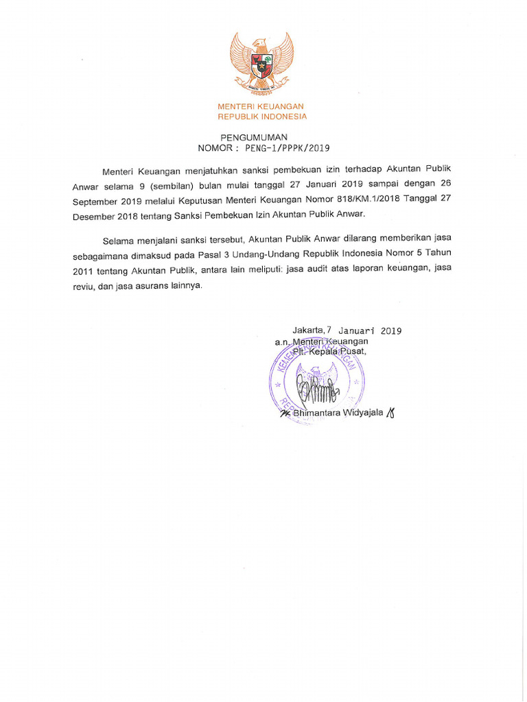 Sanksi Pembekuan Izin Kap Anwar | PDF