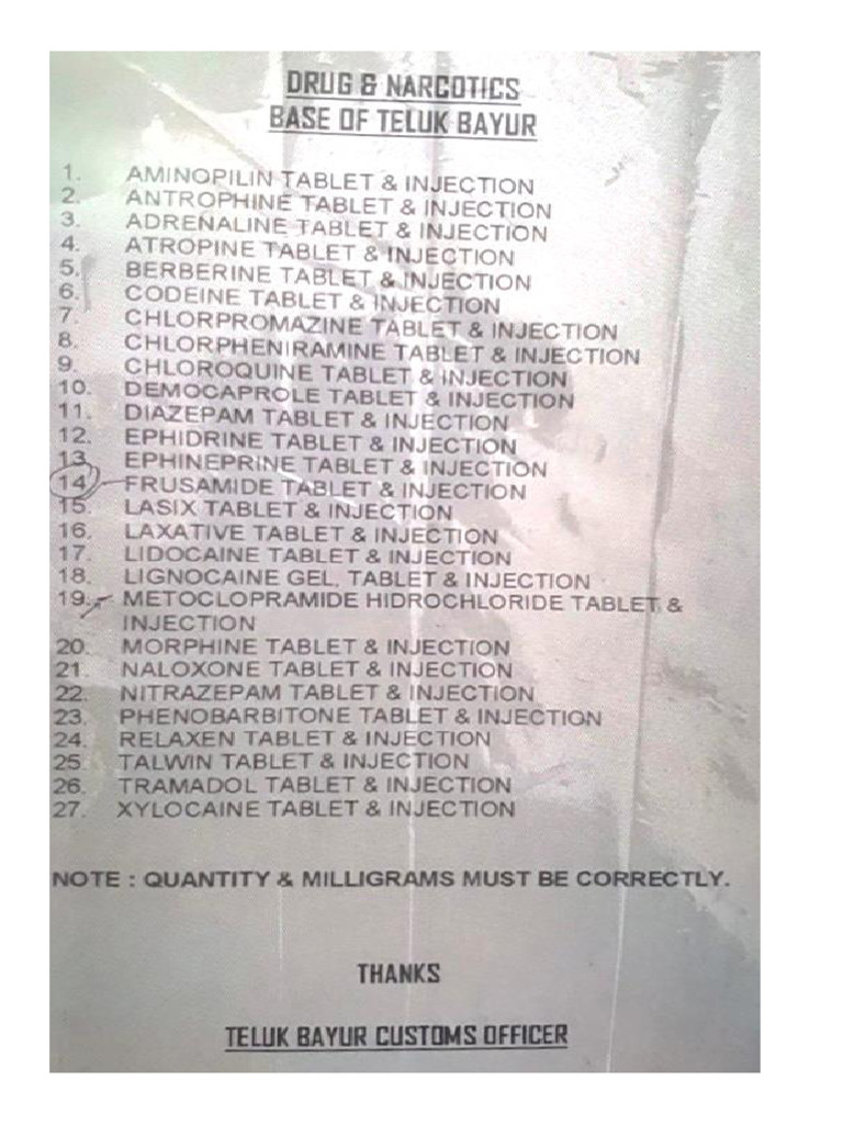 Narcotics List - Indonesia | PDF