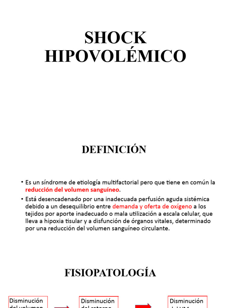 Shock Hipovolémico Emer | PDF | Enfermedades y trastornos humanos ...