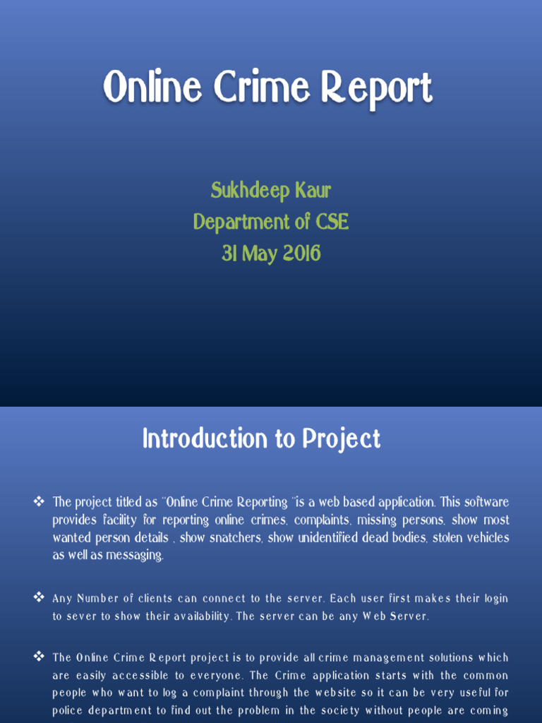 357006270 Crime Report Management System | PDF | Information Technology | Computing