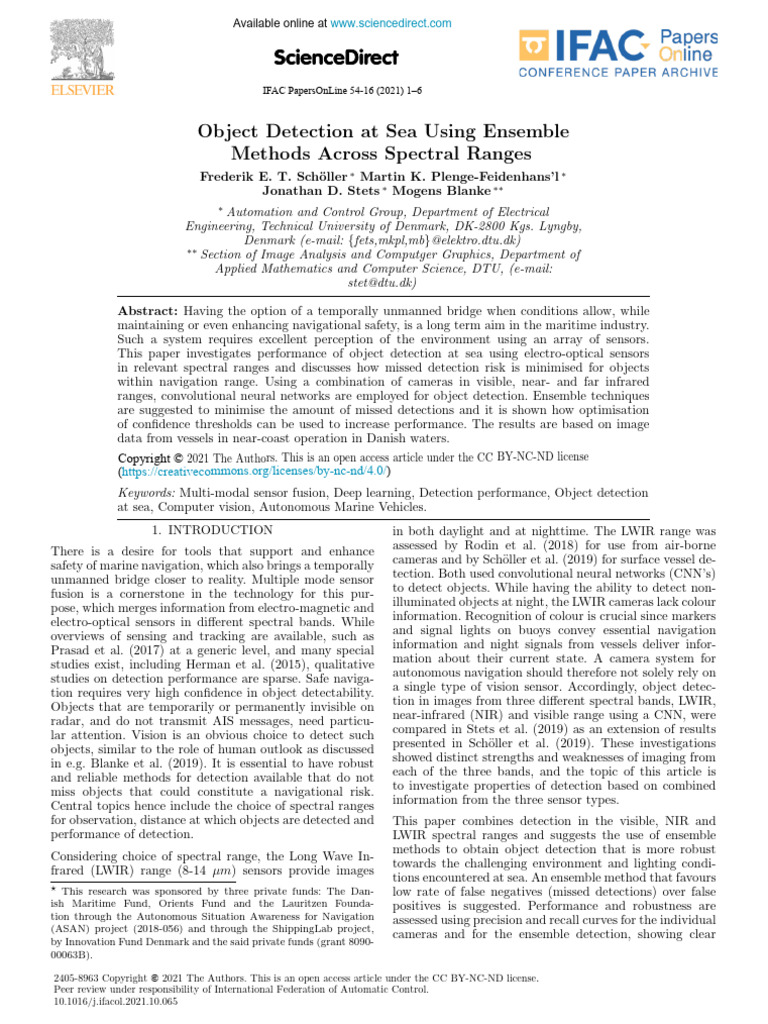 05 2021 Scholler Object Detection At Sea Using Ensemble Methods Across Spectral Ranges