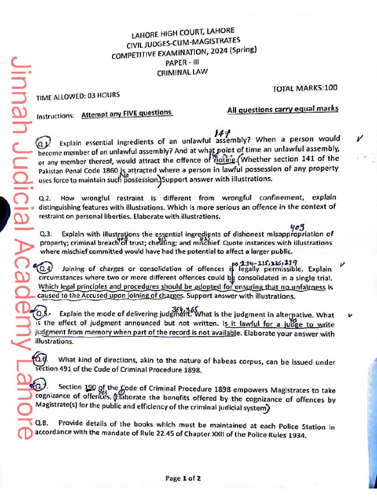 Civil Judge Paper 3 2024 Spring | PDF