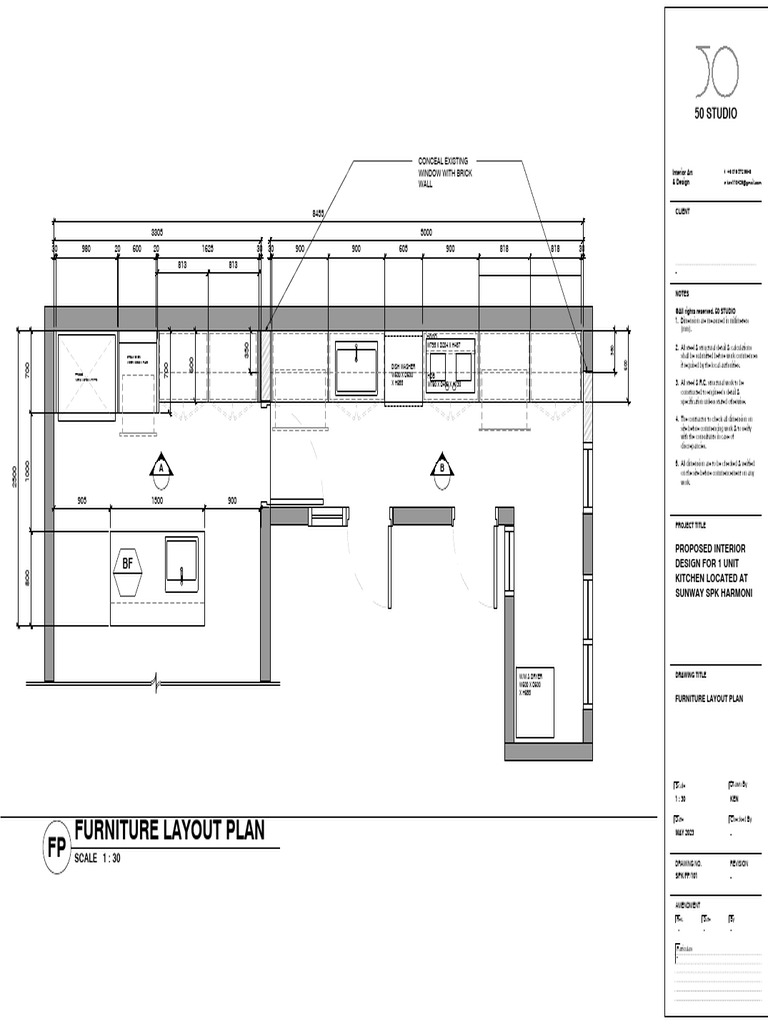FP Furniture Layout Plan: 50 Studio | PDF