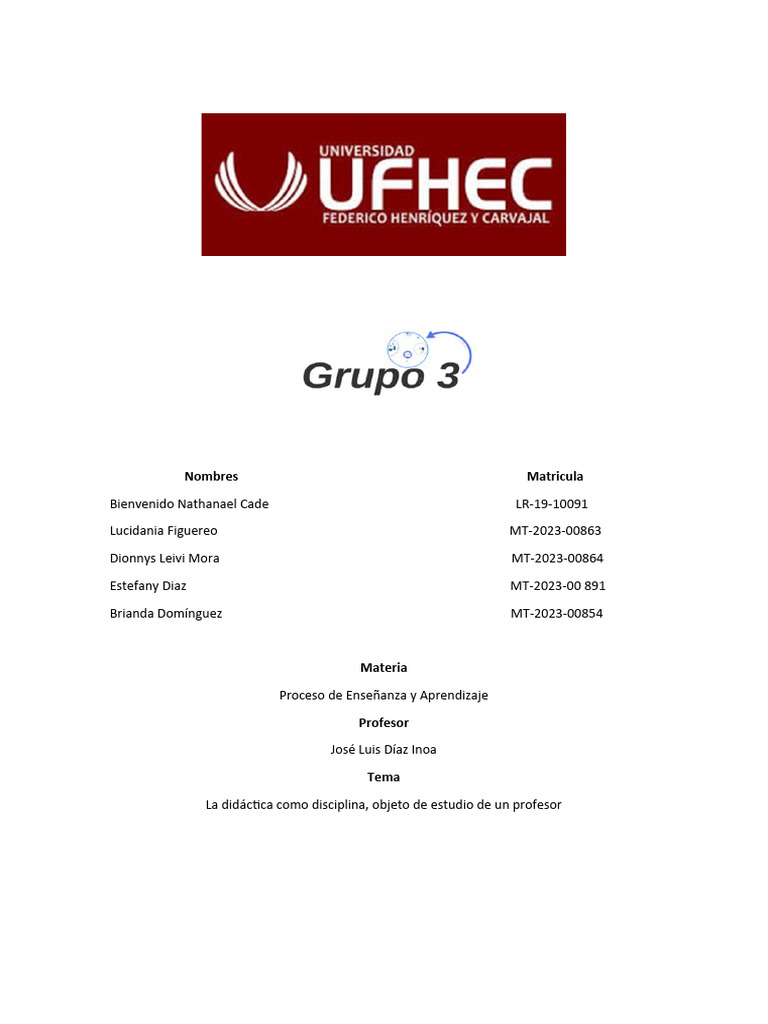 La Didactica Como Disciplina Objeto de Estudio de Un Profesor I | PDF