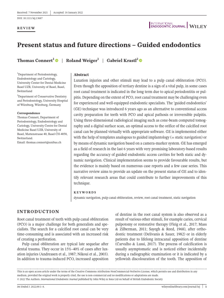Present Status and Future Directions - Guided Endodontics | PDF