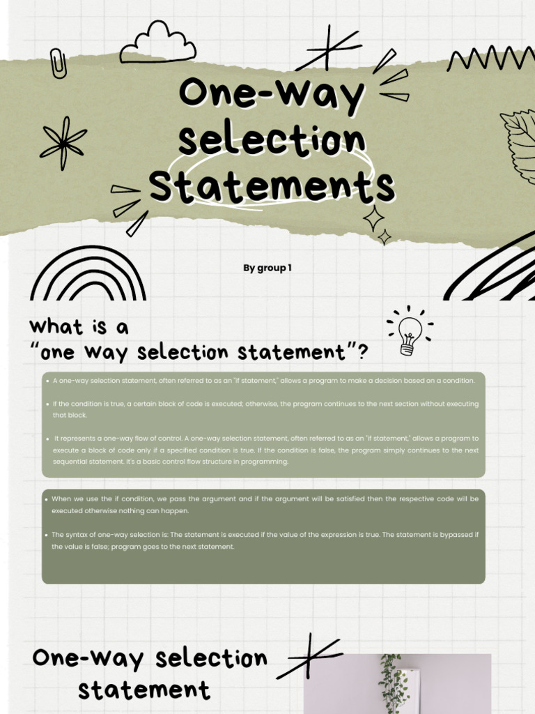 One-Way Selection Statements Explained | PDF | Control Flow | Computer ...