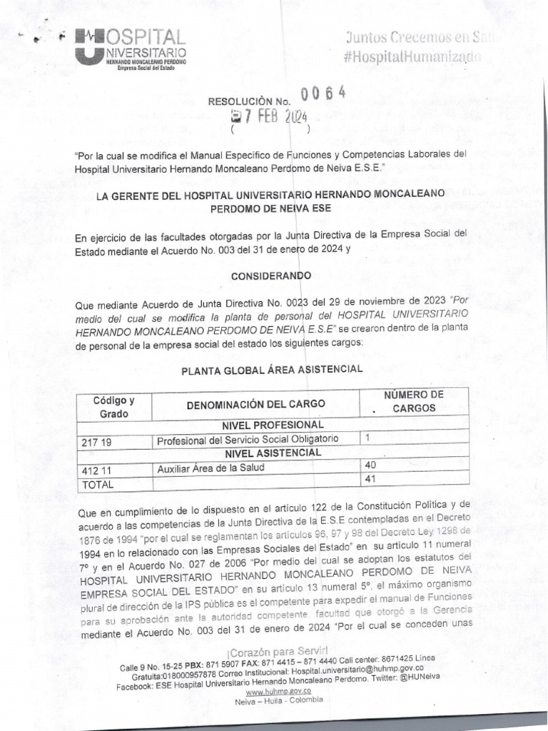 Resolucion 0064 - 0001 | PDF