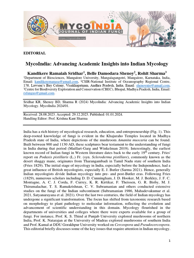 Sridhar Et Al. MycoIndia 2024 01 Published Version | PDF | Science ...