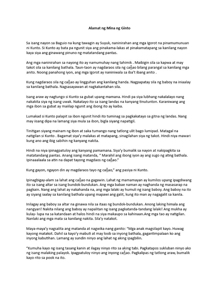 Alamat NG Mina NG Ginto | PDF