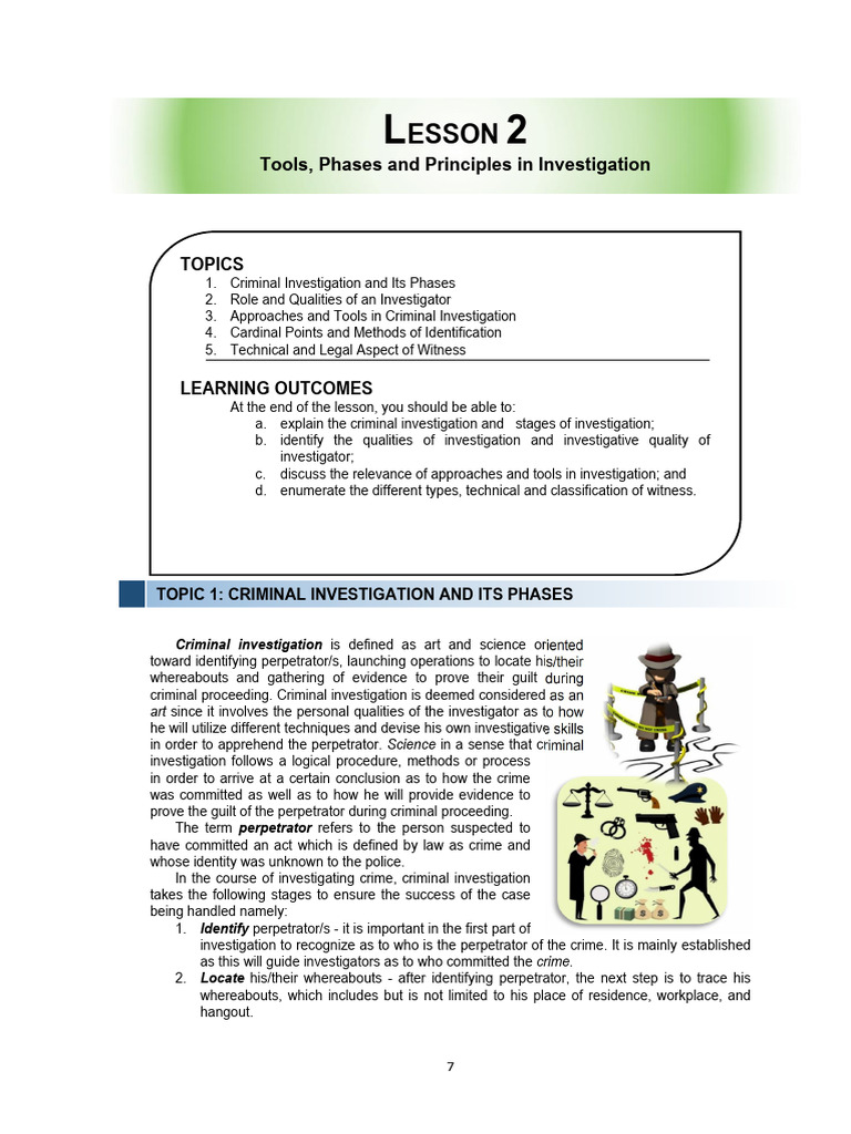 7 Lesson 2 Tools Phases and Principles in Investigation | PDF | Witness ...