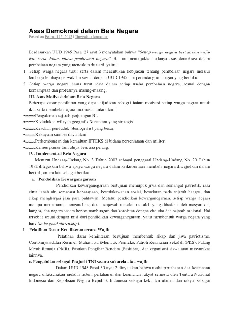 Asas Demokrasi Dalam Bela | PDF
