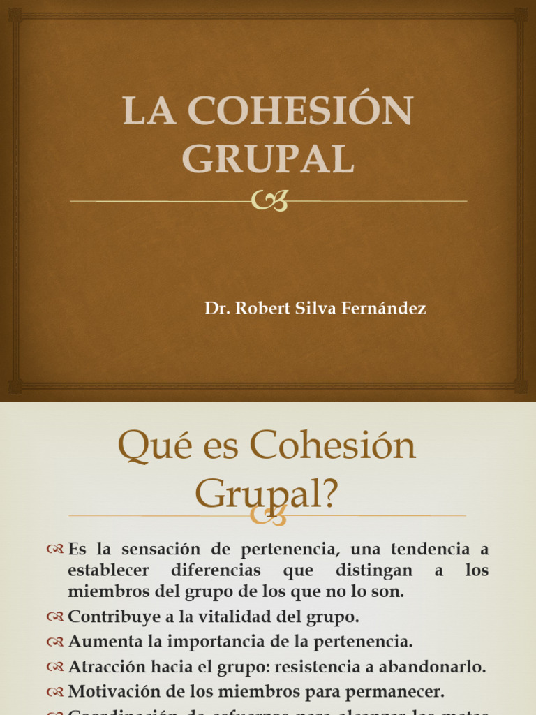 La Cohesión Grupal | PDF | Psicología Social | Sicología