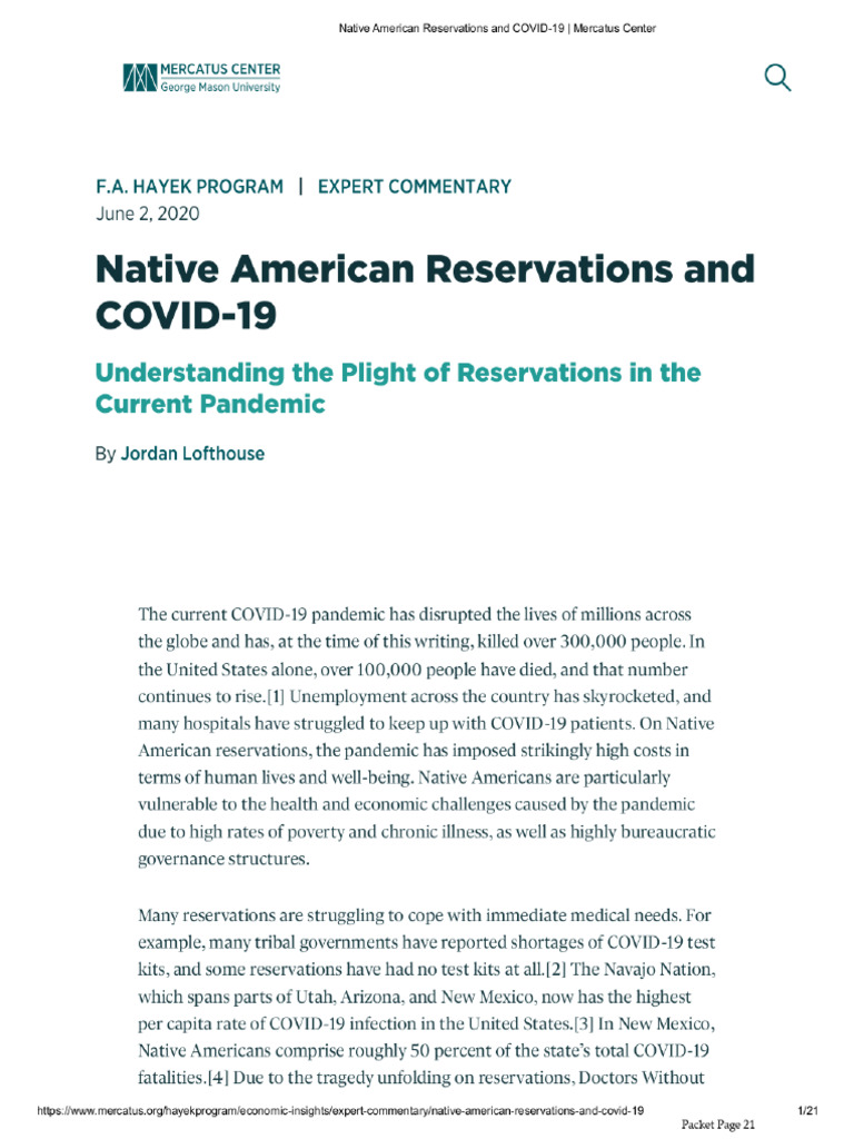 Native American Reservations and COVID-19: Understanding The Plight of ...