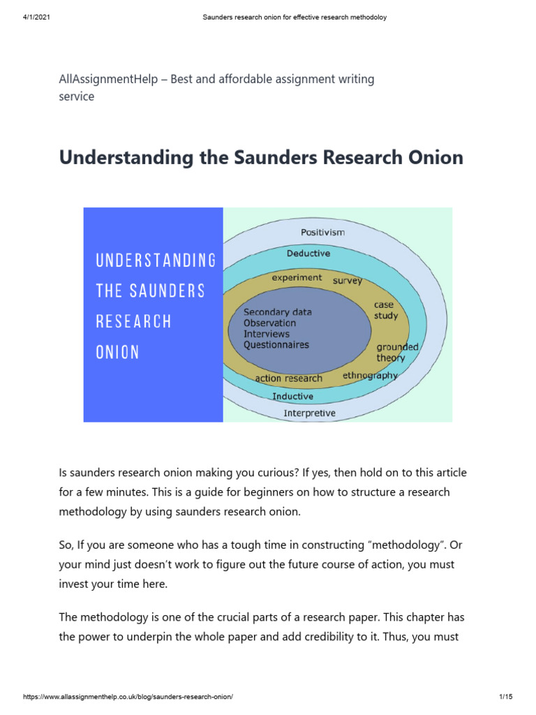 Understanding Saunders Research Onion | PDF