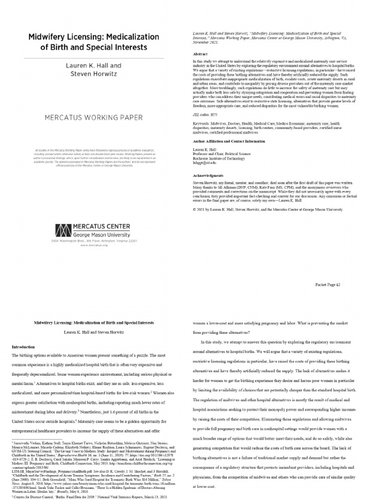 Midwifery Licensing: Medicalization of Birth and Special Interests ...