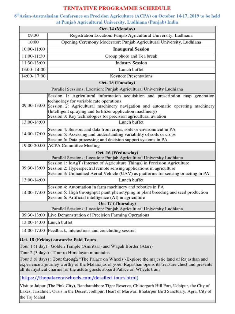 Technical Programme 8th ACPA | PDF | Agriculture | Agricultural Machinery