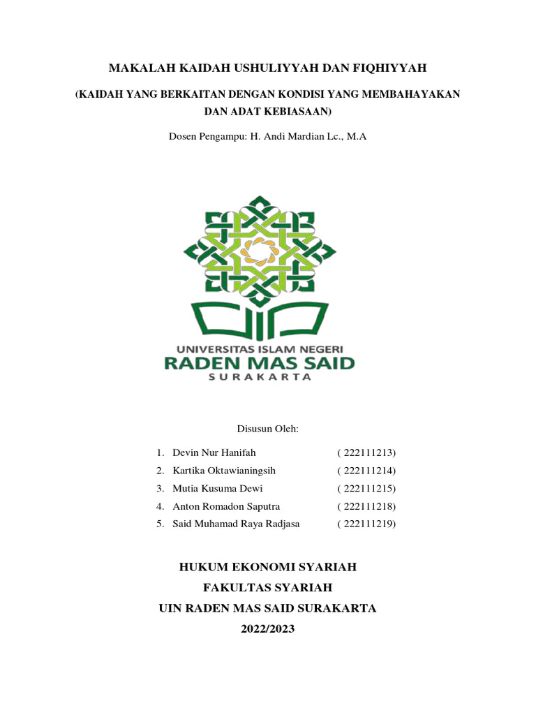 Makalah Kaidah Ushuliyyah Dan Fiqhiyyah Kelompok 02 | PDF Makalah Kaidah Ushuliyyah Dan Fiqhiyyah Kelompok 02 | PDF