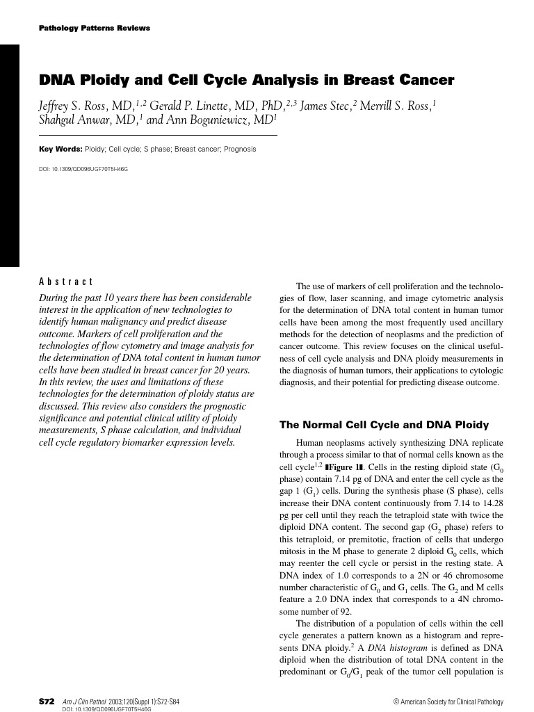 DNA Ploidy and Cell Cycle Analysis in Breast Cancer | PDF ...