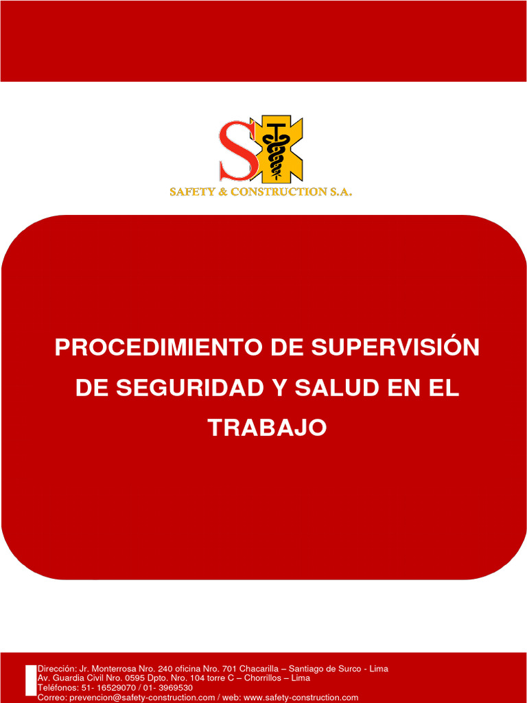 SC-OP-PR-001 Procedimiento de Supervision SST v7 | PDF | Seguridad y salud ocupacional | Business