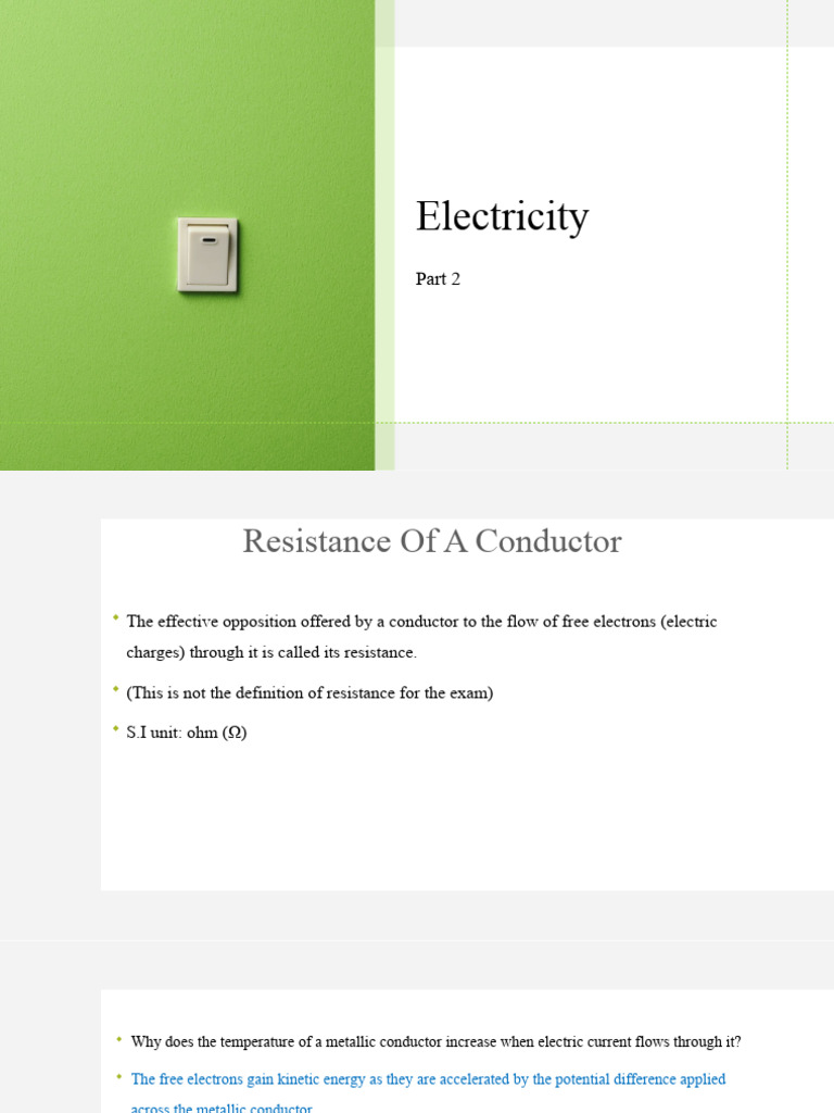 Grade 11 Topic 5 Electricity Part 2 2022-2023 | PDF | Electrical Resistance And Conductance ...