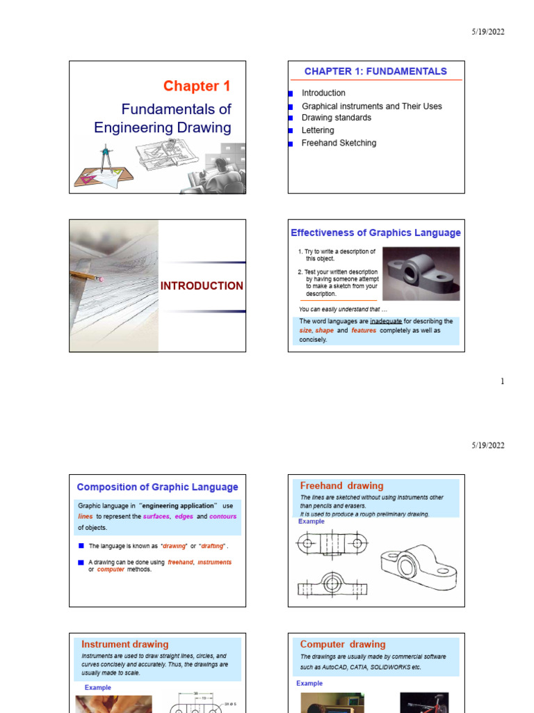Chapter 01 Fundamentals of Eng'g Drawing | PDF | Drawing | Technical Drawing