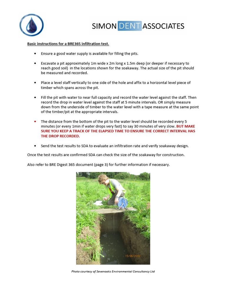 Basic Instructions For A BRE365 Infiltration Test | PDF