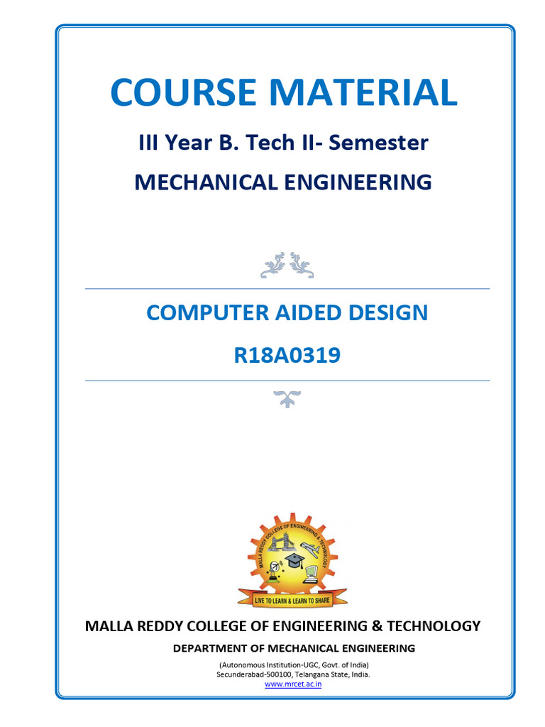 Computer-Aided Design Course Material | PDF | Computer Graphics ...