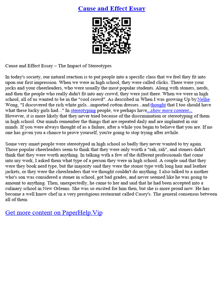 Cause and Effect Essay | PDF