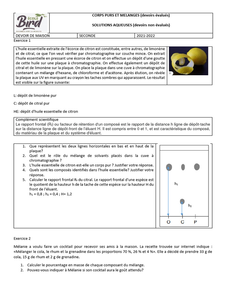 CORPS PURS ET MELANGES | PDF